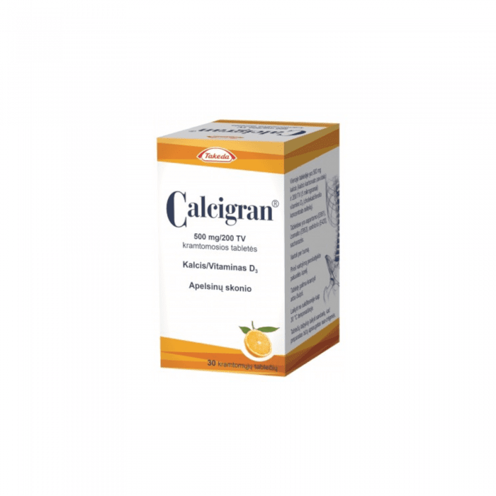 Calcigran 500 mg/200 TV kramtomosios tabletės N30